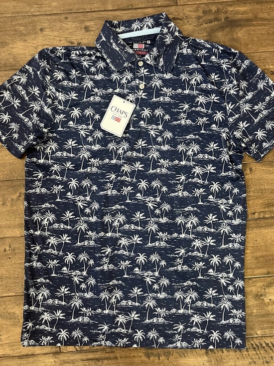 Chaps | Shirts | Mens Nwt Chaps Navy Blue Polo Shirt With Palm Tree ...